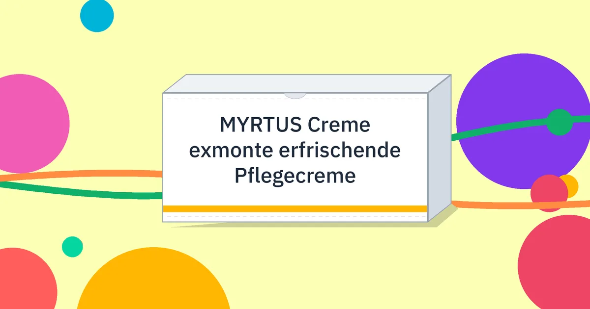 Symbolbild: Packung mit der Aufschrift MYRTUS Creme exmonte erfrischende Pflegecreme (PZN 19262174) – Verfügbarkeit und Bezug in Apotheken in Frankfurt am Main
