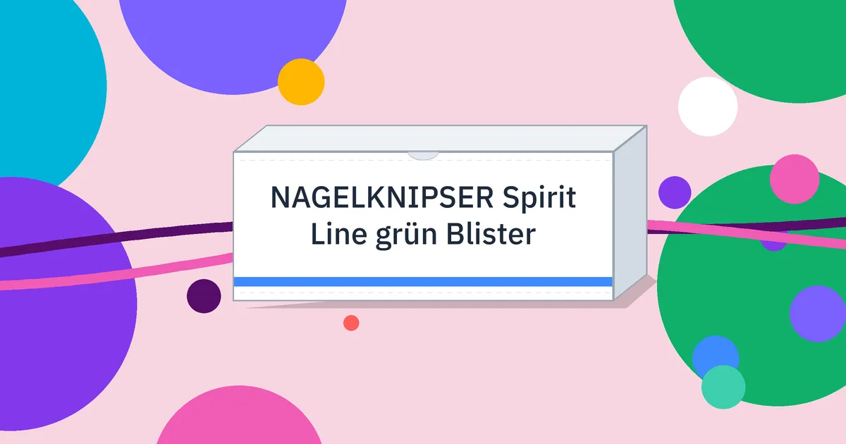 Symbolbild: Packung mit der Aufschrift NAGELKNIPSER Spirit Line grün Blister (PZN 01575814) – Verfügbarkeit und Bezug in Apotheken in Frankfurt am Main