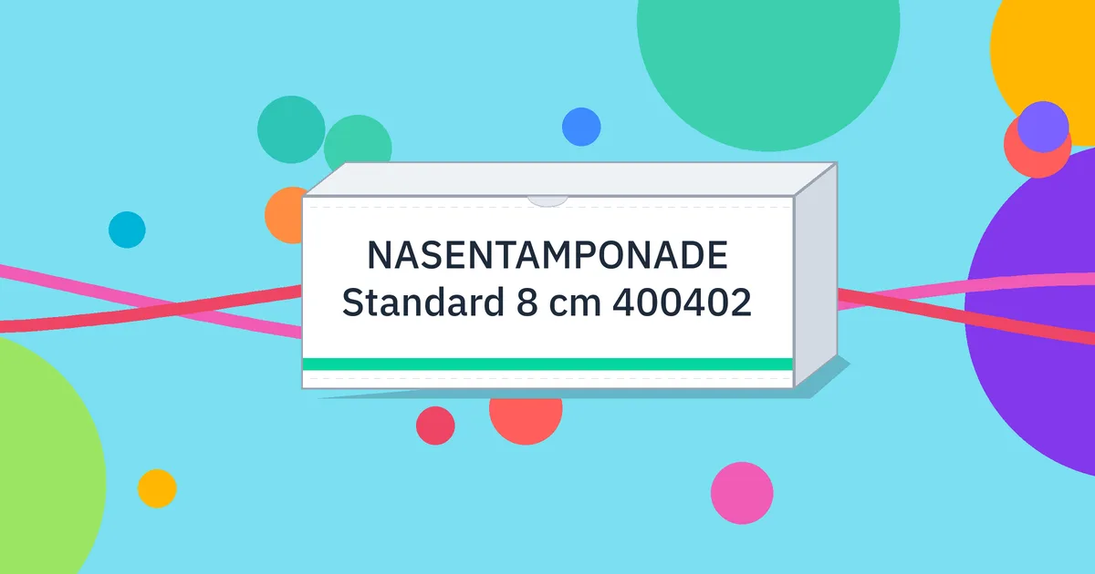Symbolbild: Packung mit der Aufschrift NASENTAMPONADE Standard 8 cm 400402 (PZN 06592119) – Verfügbarkeit und Bezug in Apotheken in Frankfurt am Main