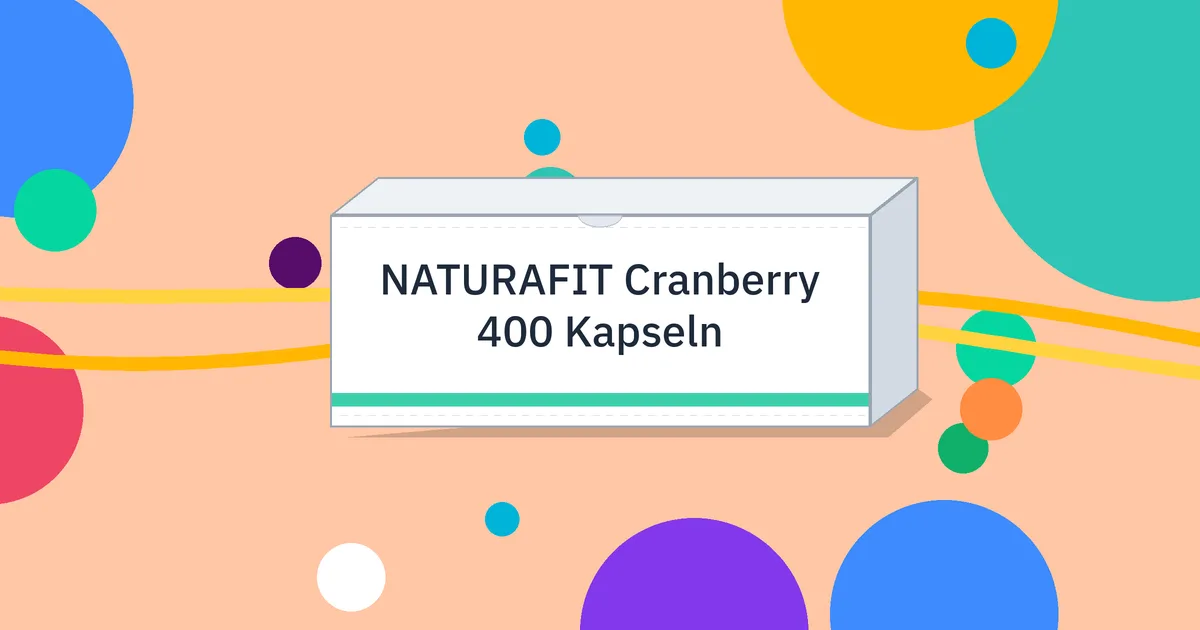 Symbolbild: Packung mit der Aufschrift NATURAFIT Cranberry 400 Kapseln (PZN 08800579) – Verfügbarkeit und Bezug in Apotheken in Frankfurt am Main