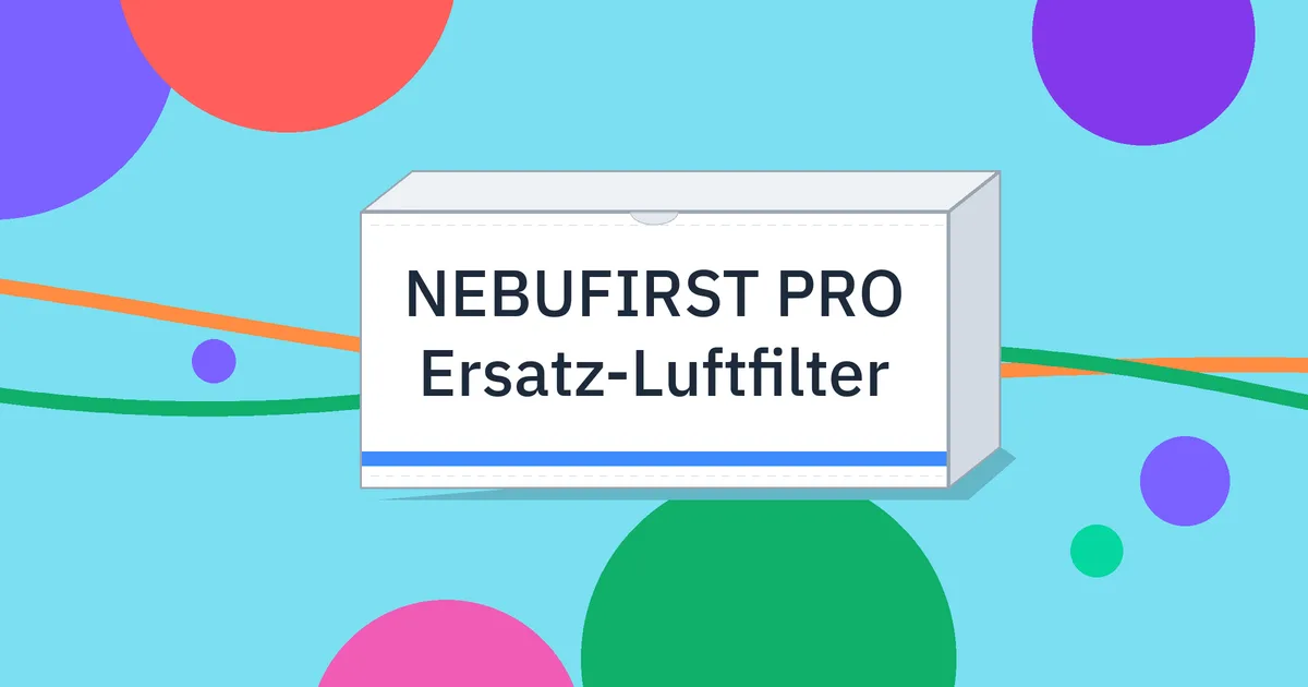 Symbolbild: Packung mit der Aufschrift NEBUFIRST PRO Ersatz-Luftfilter (PZN 19441770) – Verfügbarkeit und Bezug in Apotheken in Frankfurt am Main