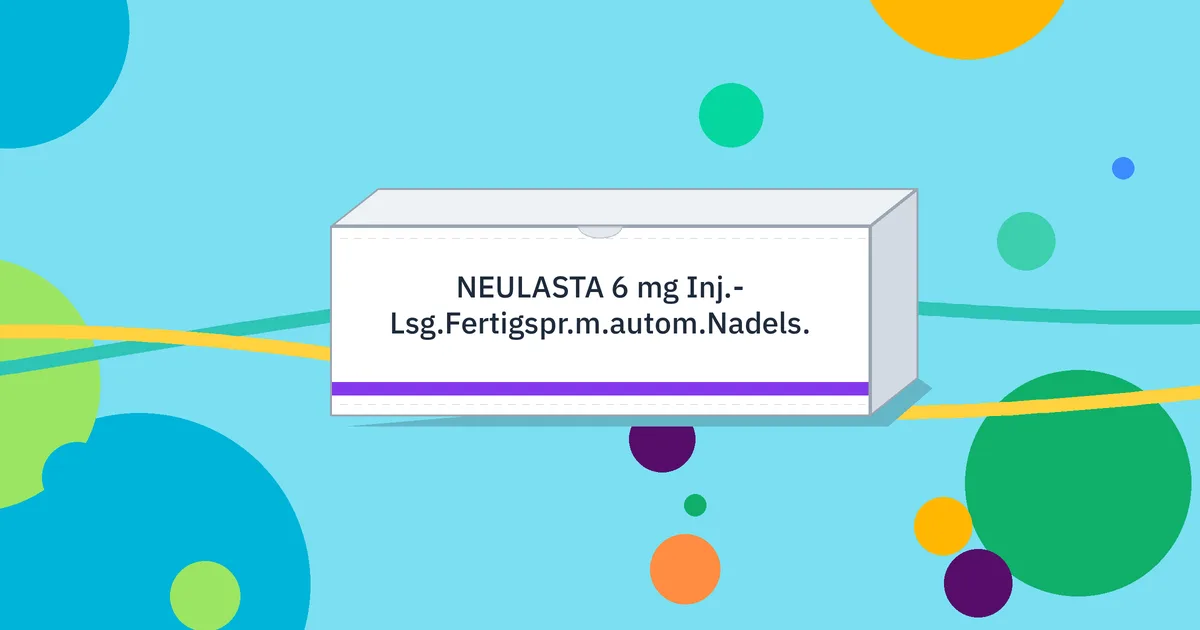 Symbolbild: Packung mit der Aufschrift NEULASTA 6 mg Inj.-Lsg.Fertigspr.m.autom.Nadels. (PZN 09404213) – Verfügbarkeit und Bezug in Apotheken in Frankfurt am Main