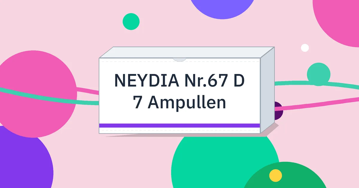 Symbolbild: Packung mit der Aufschrift NEYDIA Nr.67 D 7 Ampullen (PZN 06487256) – Verfügbarkeit und Bezug in Apotheken in Frankfurt am Main