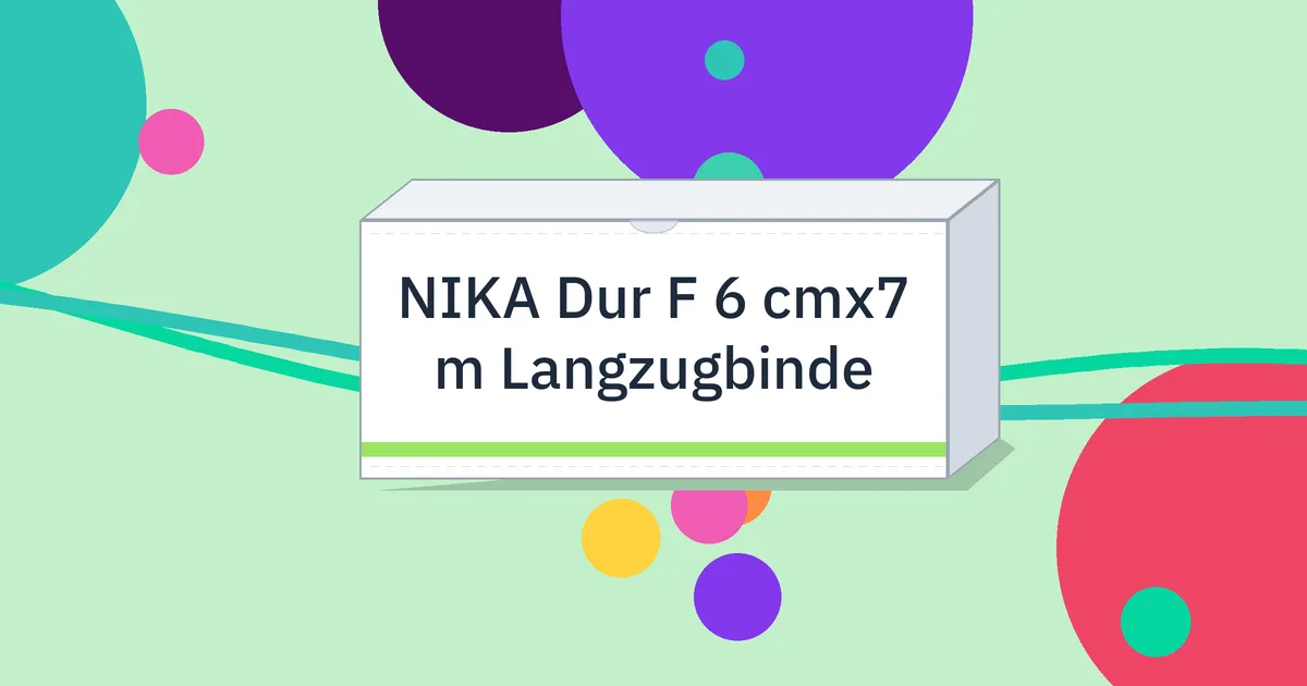 Symbolbild: Packung mit der Aufschrift NIKA Dur F 6 cmx7 m Langzugbinde (PZN 18171475) – Verfügbarkeit und Bezug in Apotheken in Frankfurt am Main