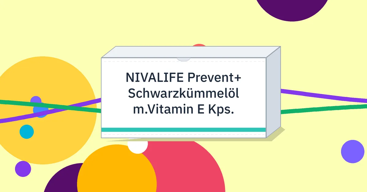 Symbolbild: Packung mit der Aufschrift NIVALIFE Prevent+ Schwarzkümmelöl m.Vitamin E Kps. (PZN 20608577) – Verfügbarkeit und Bezug in Apotheken in Frankfurt am Main