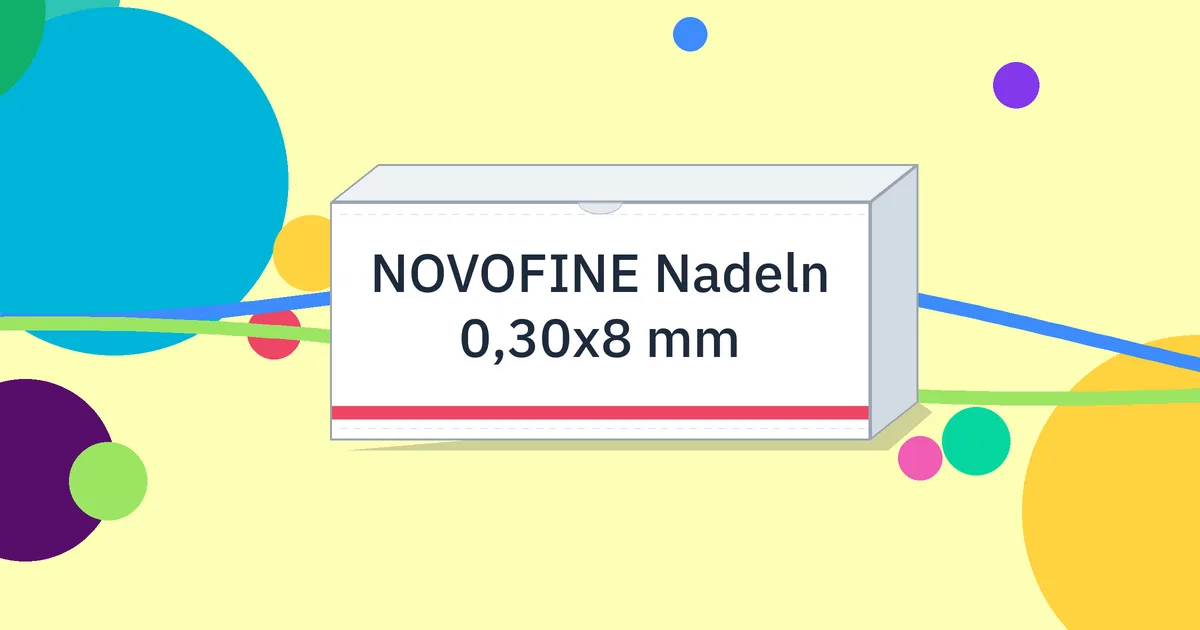 Symbolbild: Packung mit der Aufschrift NOVOFINE Nadeln 0,30x8 mm (PZN 07408566) – Verfügbarkeit und Bezug in Apotheken in Frankfurt am Main