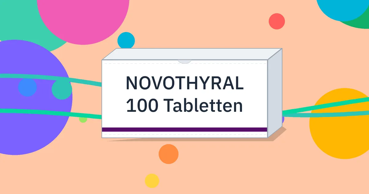 Symbolbild: Packung mit der Aufschrift NOVOTHYRAL 100 Tabletten (PZN 01525383) – Verfügbarkeit und Bezug in Apotheken in Frankfurt am Main