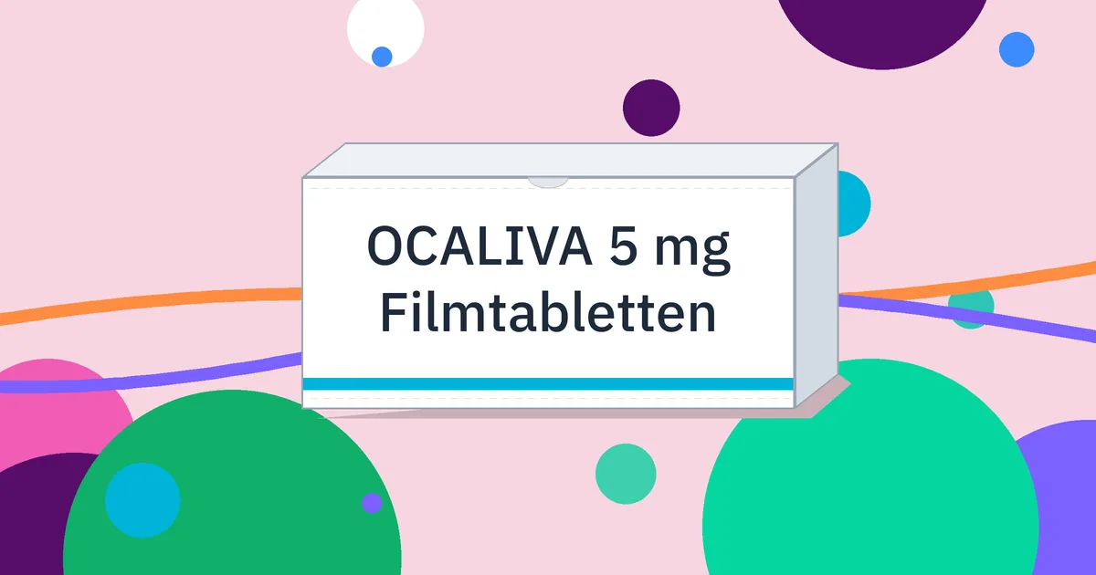 Symbolbild: Packung mit der Aufschrift OCALIVA 5 mg Filmtabletten (PZN 12519138) – Verfügbarkeit und Bezug in Apotheken in Frankfurt am Main