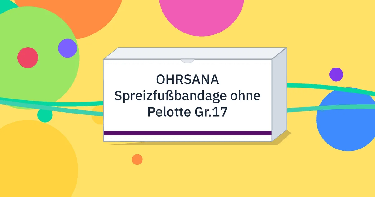 Symbolbild: Packung mit der Aufschrift OHRSANA Spreizfußbandage ohne Pelotte Gr.17 (PZN 02670325) – Verfügbarkeit und Bezug in Apotheken in Frankfurt am Main