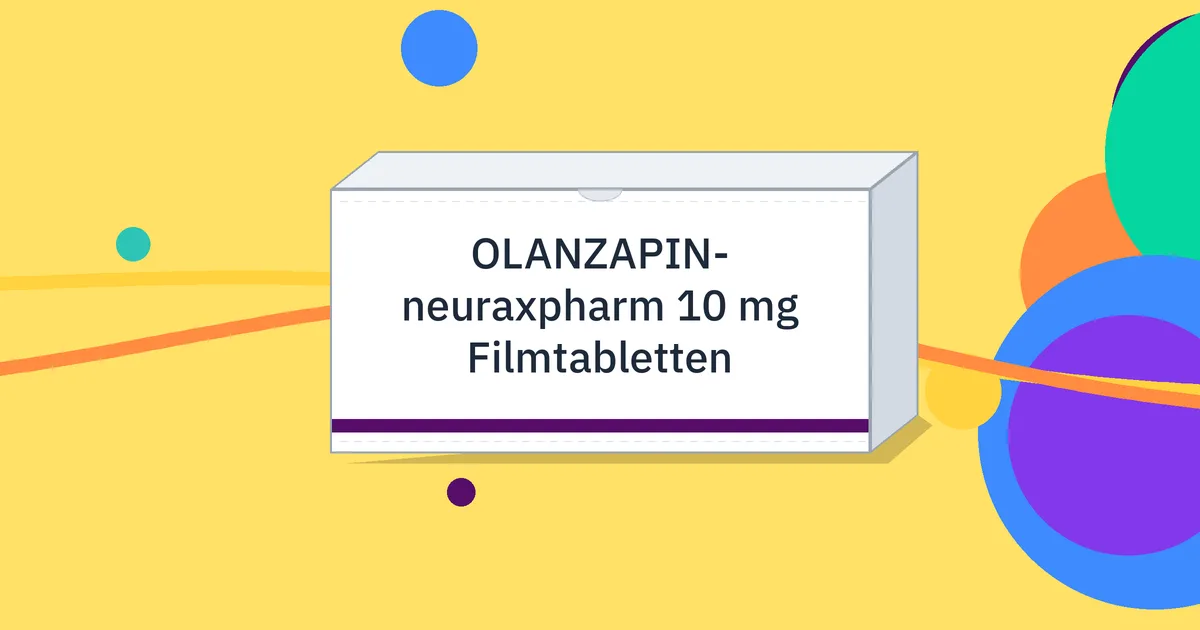 Symbolbild: Packung mit der Aufschrift OLANZAPIN-neuraxpharm 10 mg Filmtabletten (PZN 14448000) – Verfügbarkeit und Bezug in Apotheken in Frankfurt am Main