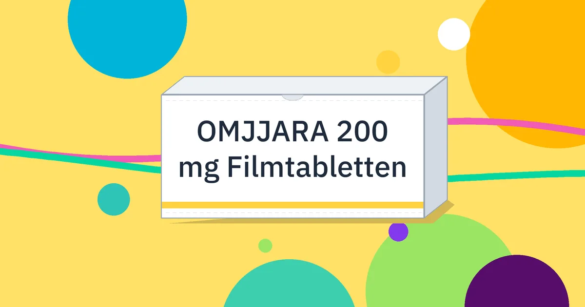 Symbolbild: Packung mit der Aufschrift OMJJARA 200 mg Filmtabletten (PZN 20590506) – Verfügbarkeit und Bezug in Apotheken in Frankfurt am Main