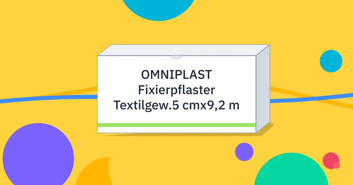 Symbolbild: Packung mit der Aufschrift OMNIPLAST Fixierpflaster Textilgew.5 cmx9,2 m (PZN 14443267) – Verfügbarkeit und Bezug in Apotheken in Frankfurt am Main