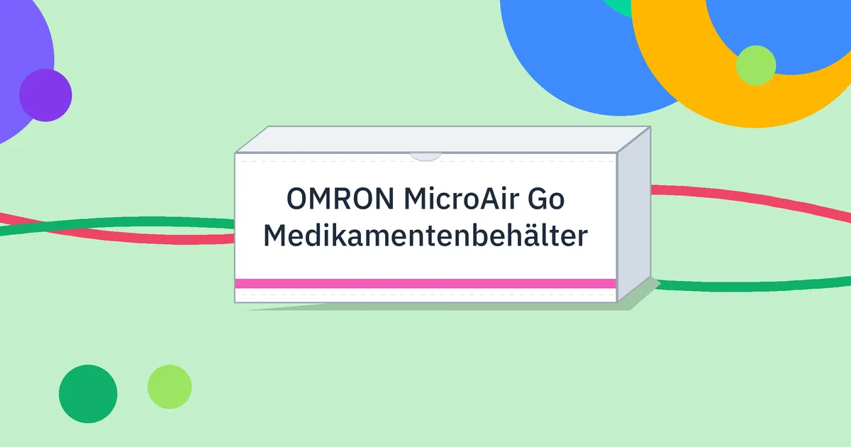 Symbolbild: Packung mit der Aufschrift OMRON MicroAir Go Medikamentenbehälter (PZN 20102748) – Verfügbarkeit und Bezug in Apotheken in Frankfurt am Main