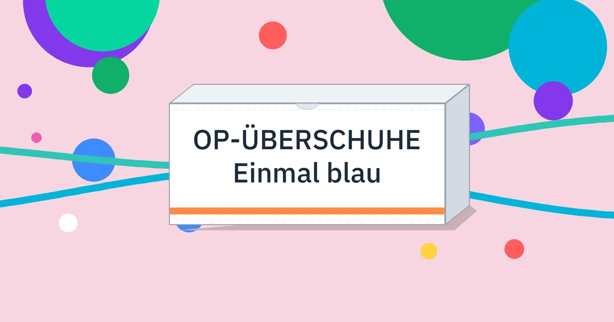 Symbolbild: Packung mit der Aufschrift OP-ÜBERSCHUHE Einmal blau (PZN 02442564) – Verfügbarkeit und Bezug in Apotheken in Frankfurt am Main