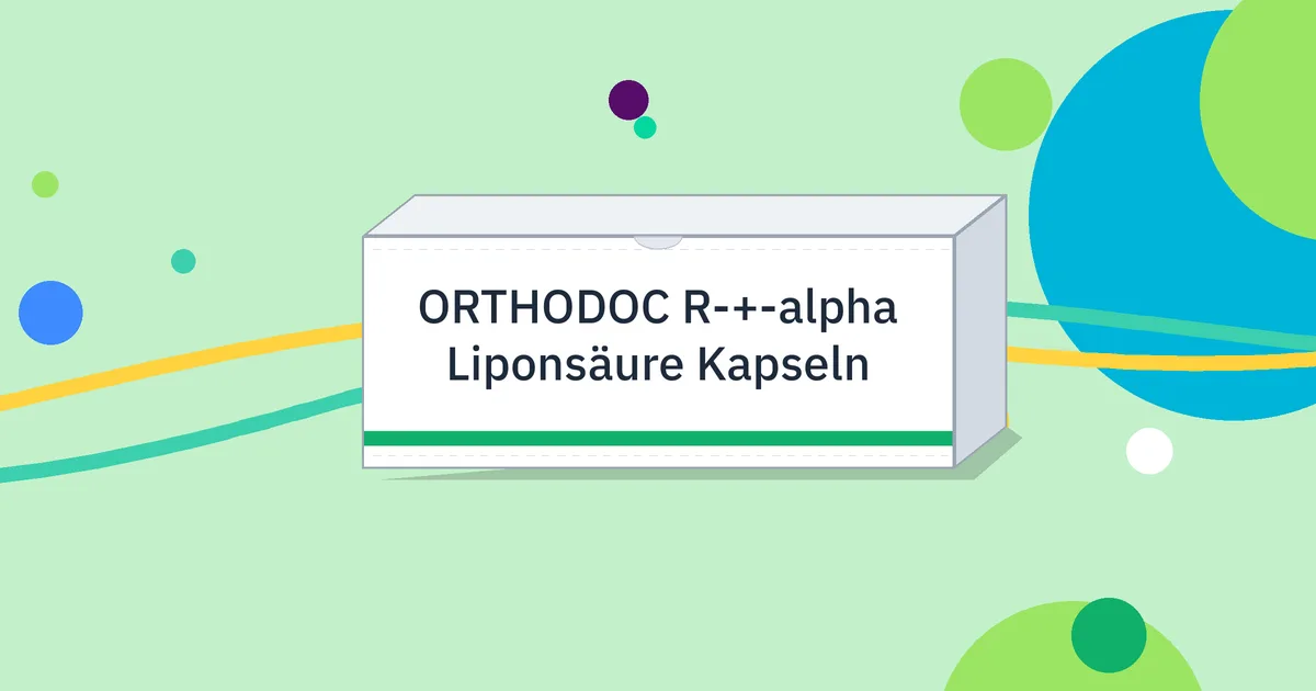 Symbolbild: Packung mit der Aufschrift ORTHODOC R-+-alpha Liponsäure Kapseln (PZN 16061653) – Verfügbarkeit und Bezug in Apotheken in Frankfurt am Main