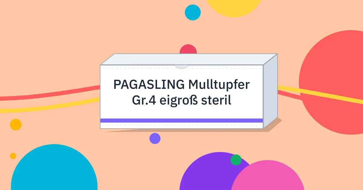 Symbolbild: Packung mit der Aufschrift PAGASLING Mulltupfer Gr.4 eigroß steril (PZN 11113428) – Verfügbarkeit und Bezug in Apotheken in Frankfurt am Main