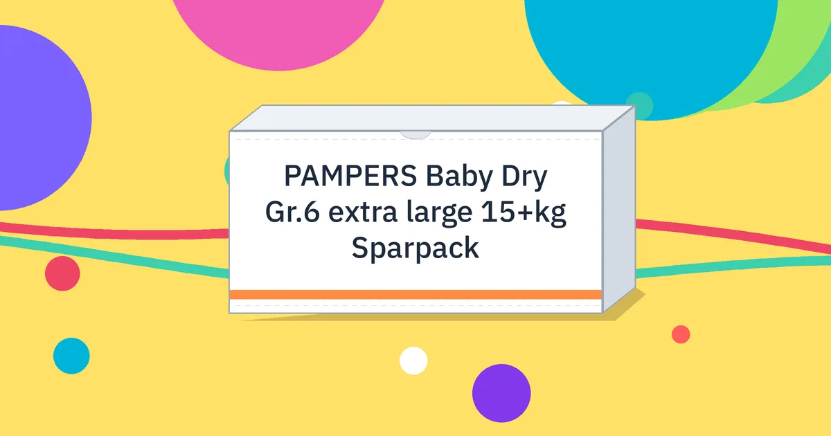 Symbolbild: Packung mit der Aufschrift PAMPERS Baby Dry Gr.6 extra large 15+kg Sparpack (PZN 12481849) – Verfügbarkeit und Bezug in Apotheken in Frankfurt am Main