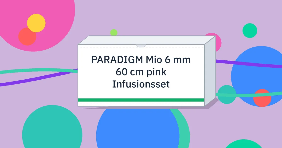 Symbolbild: Packung mit der Aufschrift PARADIGM Mio 6 mm 60 cm pink Infusionsset (PZN 05458672) – Verfügbarkeit und Bezug in Apotheken in Frankfurt am Main