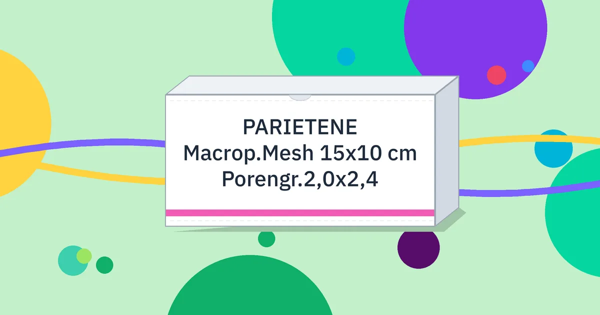 Symbolbild: Packung mit der Aufschrift PARIETENE Macrop.Mesh 15x10 cm Porengr.2,0x2,4 (PZN 11314598) – Verfügbarkeit und Bezug in Apotheken in Frankfurt am Main