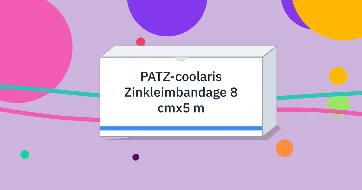 Symbolbild: Packung mit der Aufschrift PATZ-coolaris Zinkleimbandage 8 cmx5 m (PZN 19800186) – Verfügbarkeit und Bezug in Apotheken in Frankfurt am Main