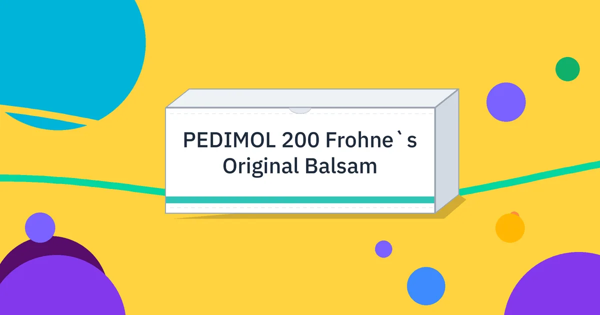 Symbolbild: Packung mit der Aufschrift PEDIMOL 200 Frohne`s Original Balsam (PZN 05542792) – Verfügbarkeit und Bezug in Apotheken in Frankfurt am Main