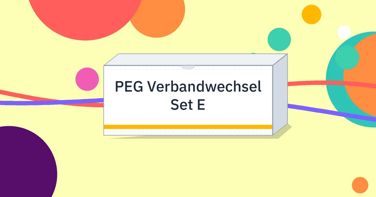 Symbolbild: Packung mit der Aufschrift PEG Verbandwechsel Set E (PZN 18003134) – Verfügbarkeit und Bezug in Apotheken in Frankfurt am Main