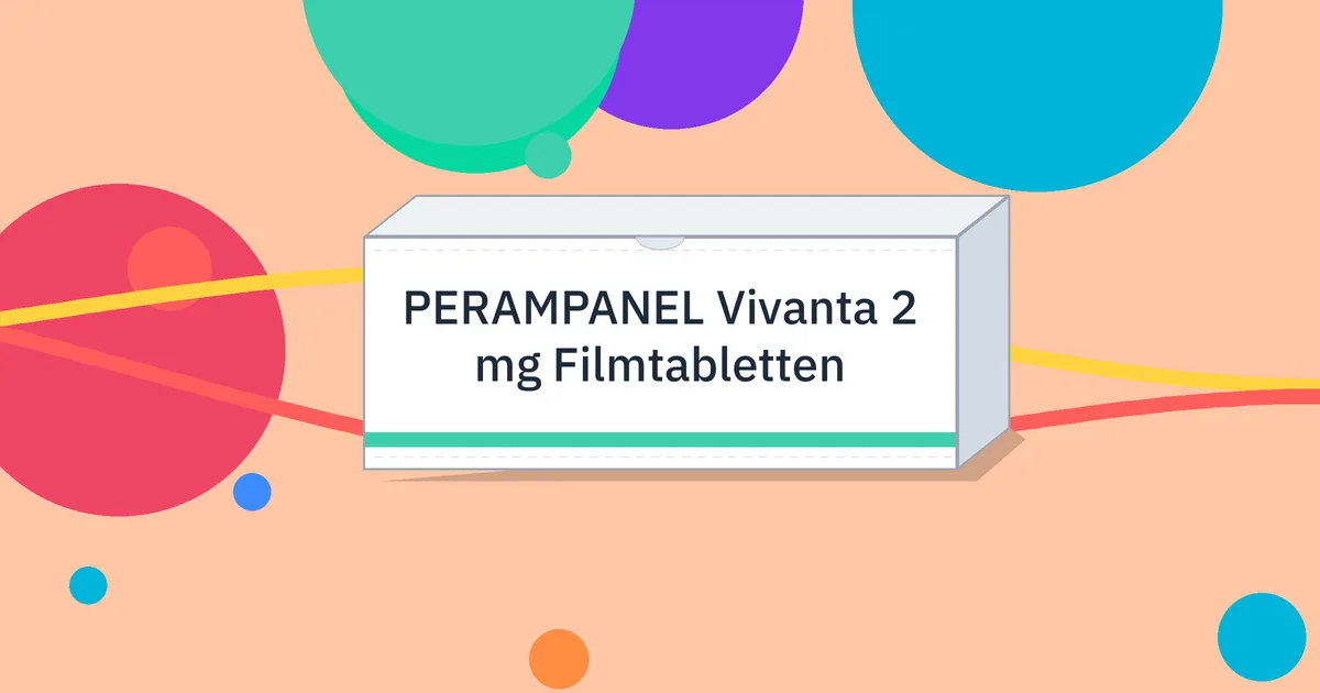 Symbolbild: Packung mit der Aufschrift PERAMPANEL Vivanta 2 mg Filmtabletten (PZN 20600564) – Verfügbarkeit und Bezug in Apotheken in Frankfurt am Main