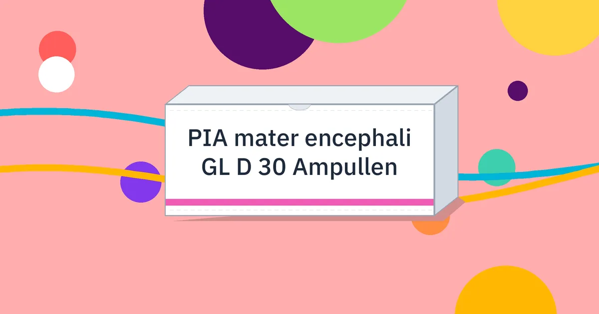Symbolbild: Packung mit der Aufschrift PIA mater encephali GL D 30 Ampullen (PZN 02948559) – Verfügbarkeit und Bezug in Apotheken in Frankfurt am Main