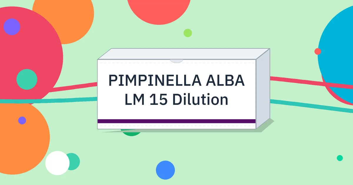 Symbolbild: Packung mit der Aufschrift PIMPINELLA ALBA LM 15 Dilution (PZN 13643923) – Verfügbarkeit und Bezug in Apotheken in Frankfurt am Main