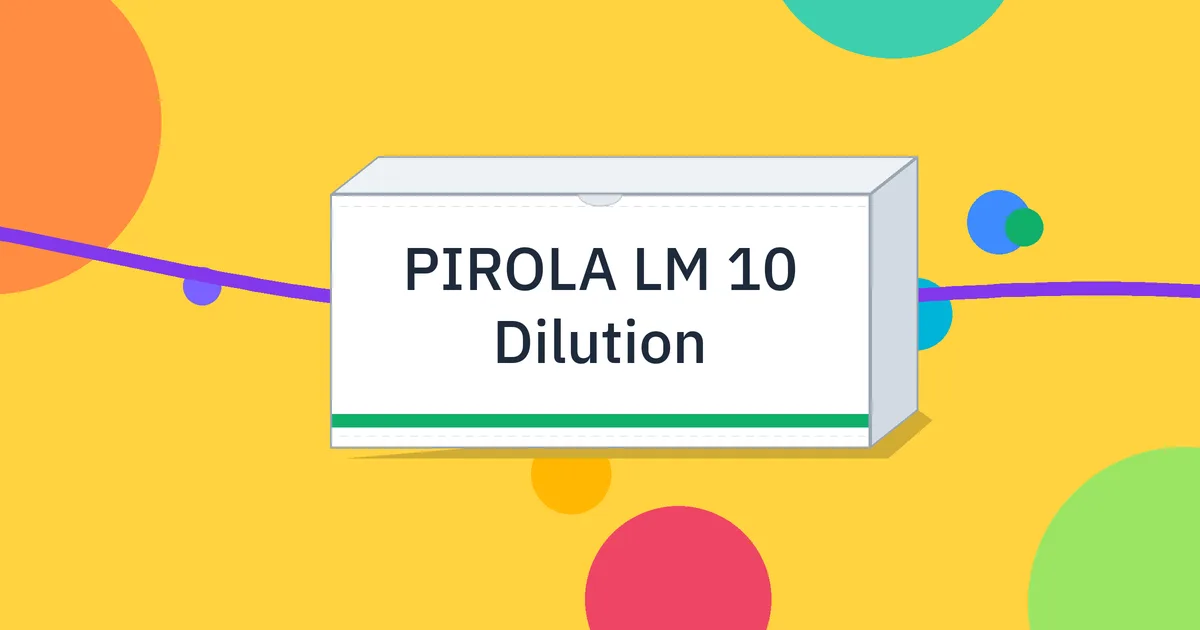Symbolbild: Packung mit der Aufschrift PIROLA LM 10 Dilution (PZN 13645253) – Verfügbarkeit und Bezug in Apotheken in Frankfurt am Main