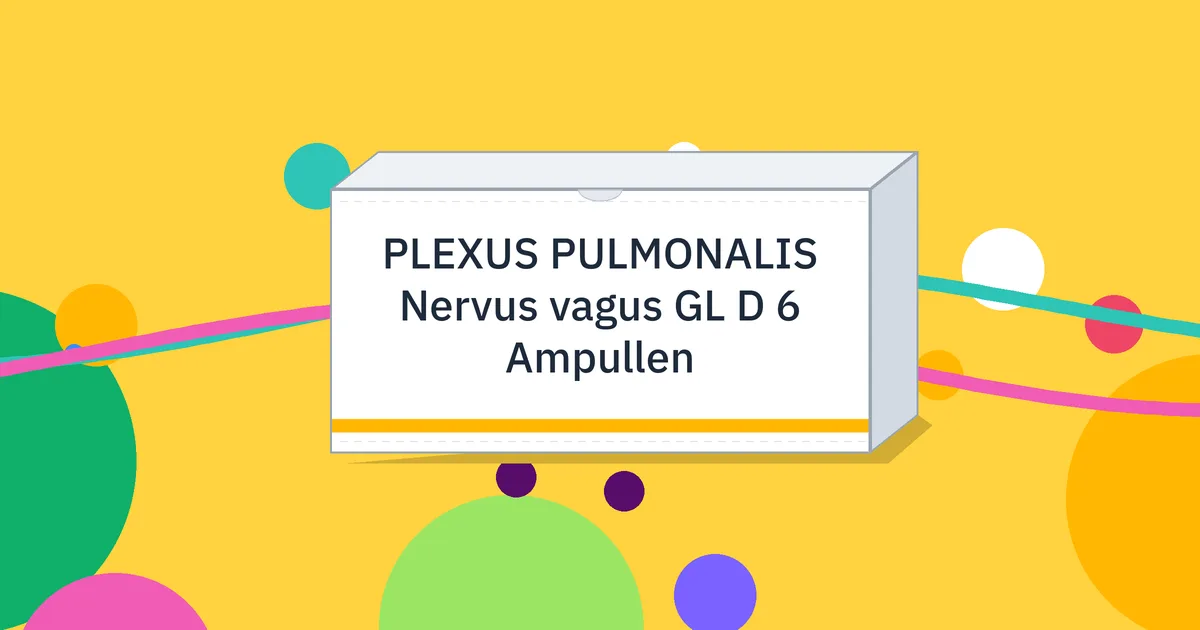 Symbolbild: Packung mit der Aufschrift PLEXUS PULMONALIS Nervus vagus GL D 6 Ampullen (PZN 02952325) – Verfügbarkeit und Bezug in Apotheken in Frankfurt am Main