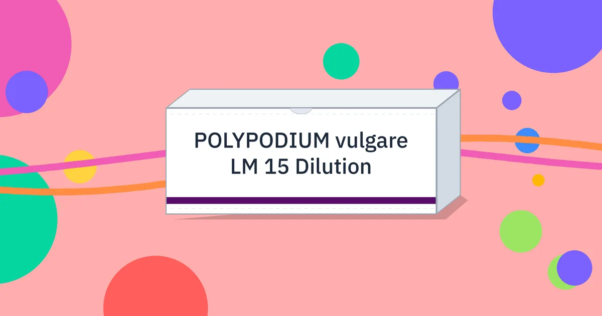 Symbolbild: Packung mit der Aufschrift POLYPODIUM vulgare LM 15 Dilution (PZN 13663363) – Verfügbarkeit und Bezug in Apotheken in Frankfurt am Main