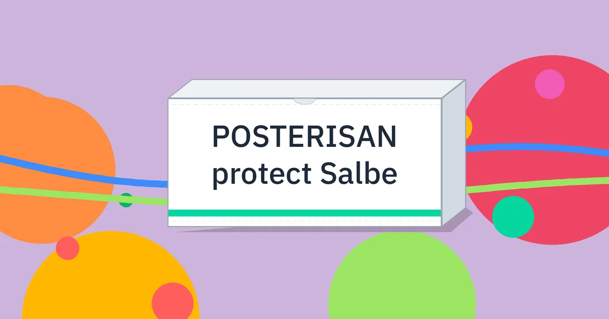 Symbolbild: Packung mit der Aufschrift POSTERISAN protect Salbe (PZN 06493966) – Verfügbarkeit und Bezug in Apotheken in Frankfurt am Main
