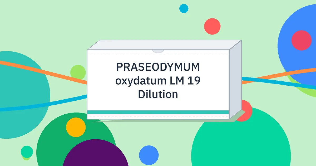 Symbolbild: Packung mit der Aufschrift PRASEODYMUM oxydatum LM 19 Dilution (PZN 13666657) – Verfügbarkeit und Bezug in Apotheken in Frankfurt am Main