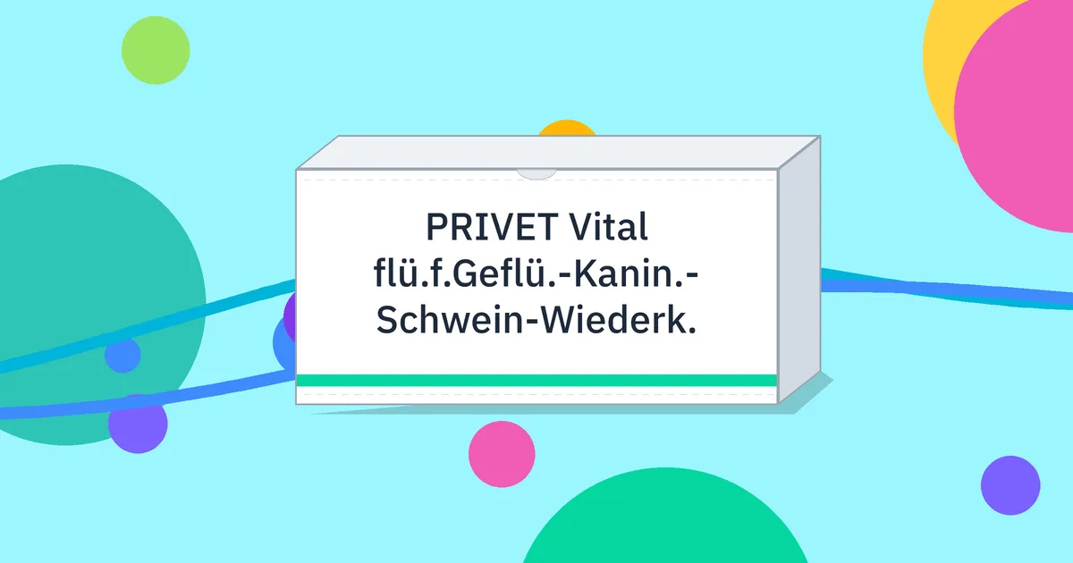 Symbolbild: Packung mit der Aufschrift PRIVET Vital flü.f.Geflü.-Kanin.-Schwein-Wiederk. (PZN 13588006) – Verfügbarkeit und Bezug in Apotheken in Frankfurt am Main