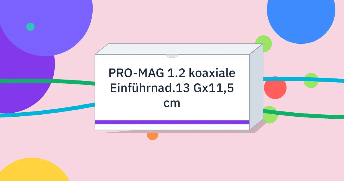 Symbolbild: Packung mit der Aufschrift PRO-MAG 1.2 koaxiale Einführnad.13 Gx11,5 cm (PZN 06768009) – Verfügbarkeit und Bezug in Apotheken in Frankfurt am Main