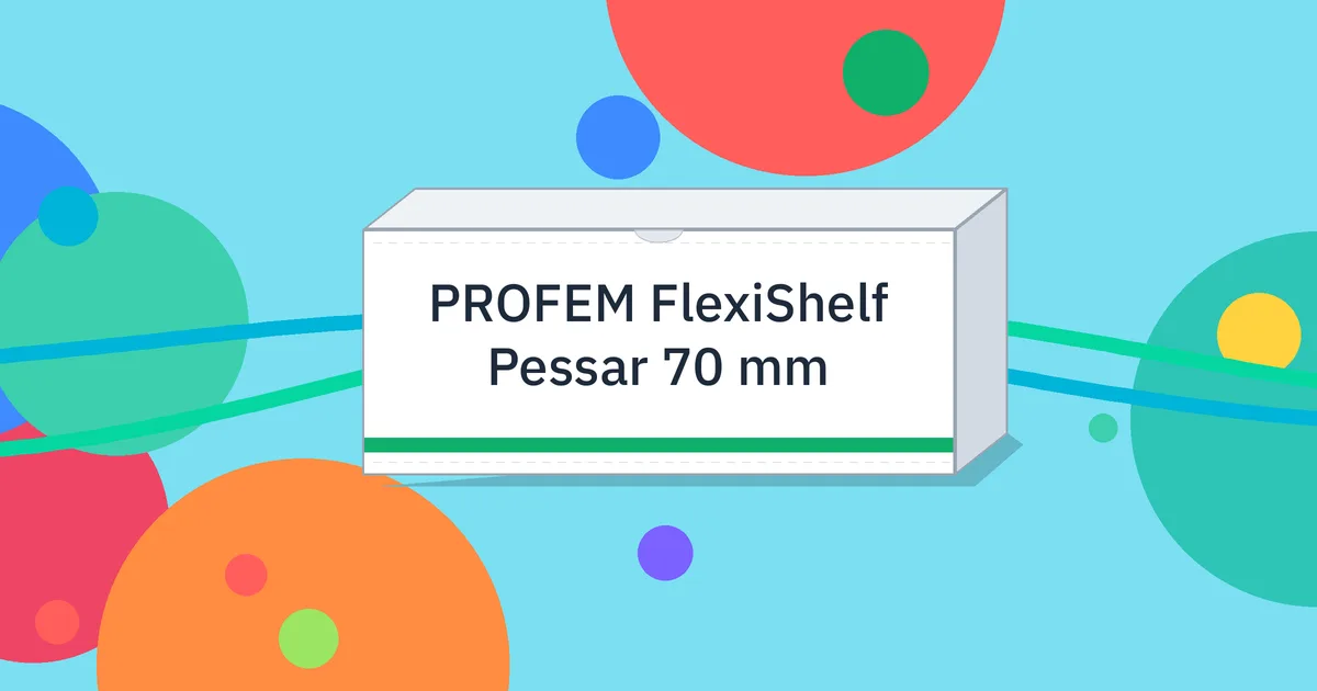 Symbolbild: Packung mit der Aufschrift PROFEM FlexiShelf Pessar 70 mm (PZN 19641405) – Verfügbarkeit und Bezug in Apotheken in Frankfurt am Main