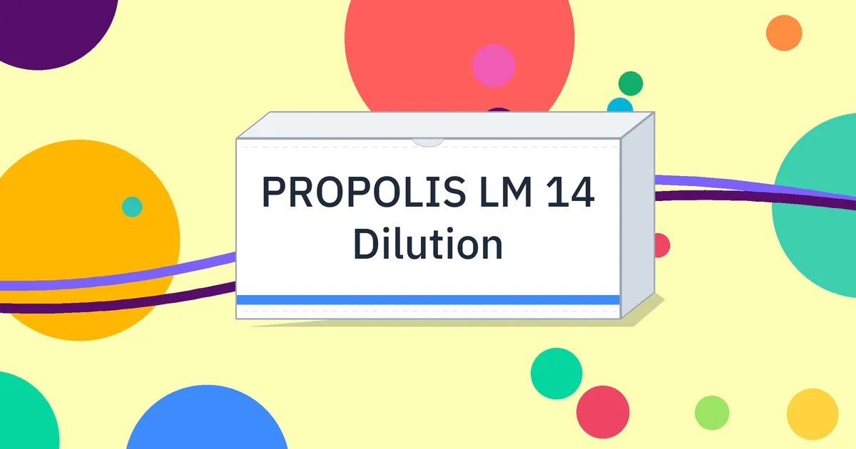 Symbolbild: Packung mit der Aufschrift PROPOLIS LM 14 Dilution (PZN 13044648) – Verfügbarkeit und Bezug in Apotheken in Frankfurt am Main