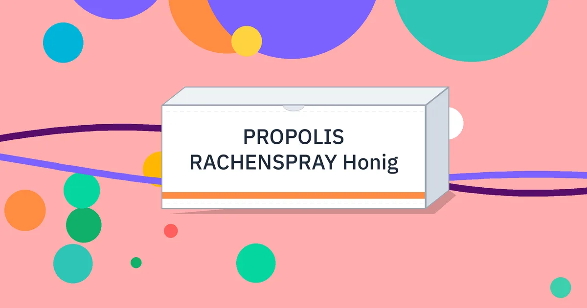 Symbolbild: Packung mit der Aufschrift PROPOLIS RACHENSPRAY Honig (PZN 20843516) – Verfügbarkeit und Bezug in Apotheken in Frankfurt am Main