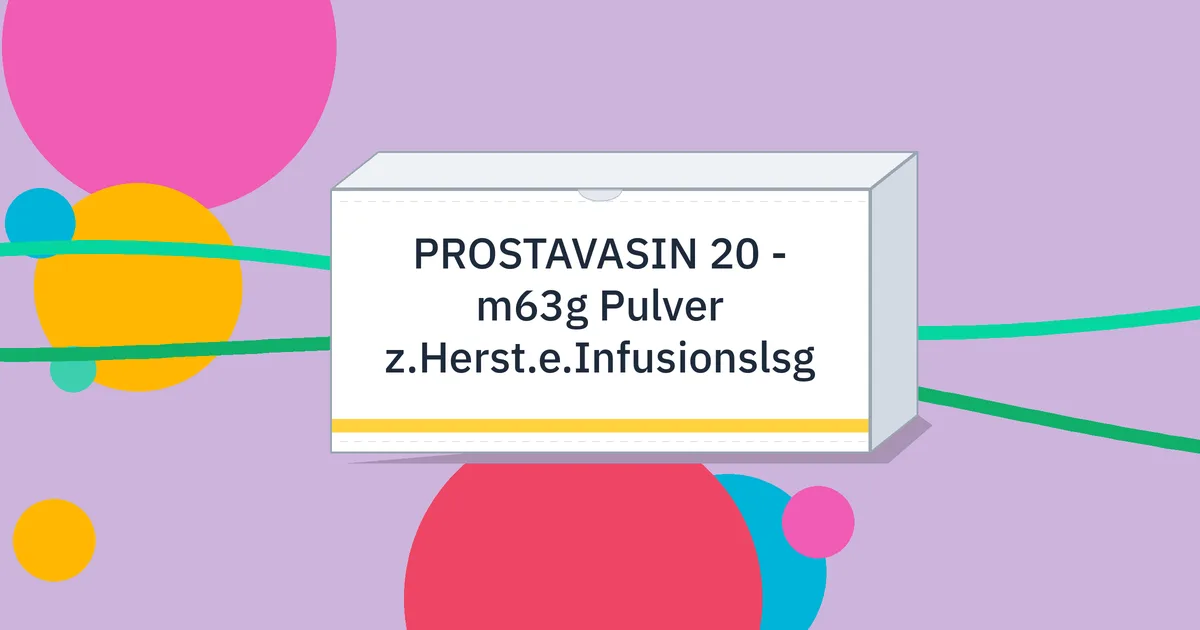Symbolbild: Packung mit der Aufschrift PROSTAVASIN 20 -m63g Pulver z.Herst.e.Infusionslsg (PZN 10923036) – Verfügbarkeit und Bezug in Apotheken in Frankfurt am Main