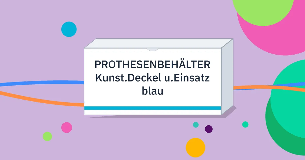 Symbolbild: Packung mit der Aufschrift PROTHESENBEHÄLTER Kunst.Deckel u.Einsatz blau (PZN 01040533) – Verfügbarkeit und Bezug in Apotheken in Frankfurt am Main