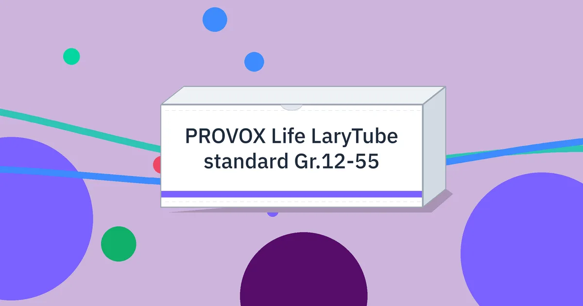 Symbolbild: Packung mit der Aufschrift PROVOX Life LaryTube standard Gr.12-55 (PZN 19625139) – Verfügbarkeit und Bezug in Apotheken in Frankfurt am Main