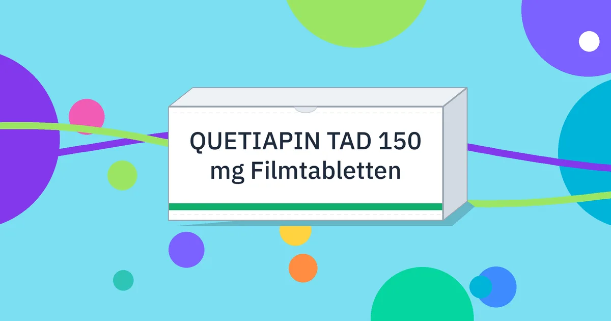 Symbolbild: Packung mit der Aufschrift QUETIAPIN TAD 150 mg Filmtabletten (PZN 13815896) – Verfügbarkeit und Bezug in Apotheken in Frankfurt am Main