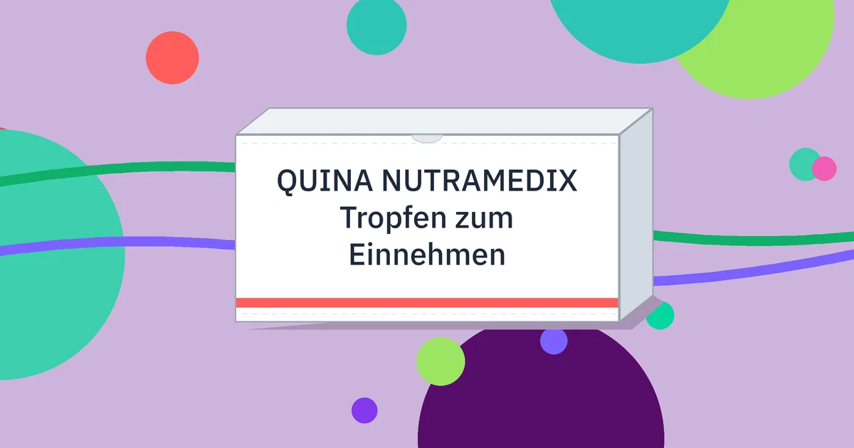 Symbolbild: Packung mit der Aufschrift QUINA NUTRAMEDIX Tropfen zum Einnehmen (PZN 18040230) – Verfügbarkeit und Bezug in Apotheken in Frankfurt am Main