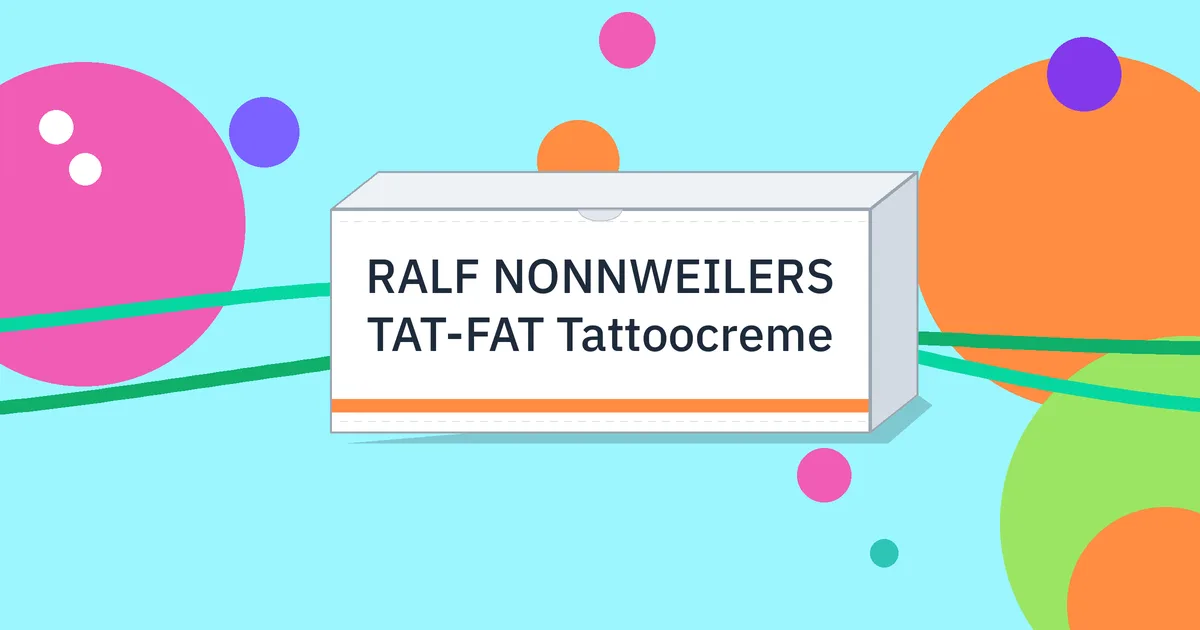Symbolbild: Packung mit der Aufschrift RALF NONNWEILERS TAT-FAT Tattoocreme (PZN 19848141) – Verfügbarkeit und Bezug in Apotheken in Frankfurt am Main