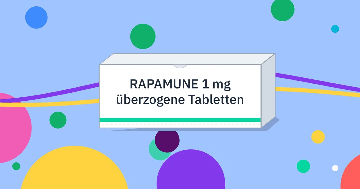 Symbolbild: Packung mit der Aufschrift RAPAMUNE 1 mg überzogene Tabletten (PZN 01039257) – Verfügbarkeit und Bezug in Apotheken in Frankfurt am Main
