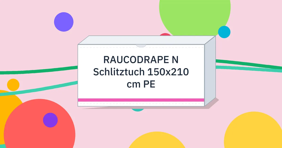 Symbolbild: Packung mit der Aufschrift RAUCODRAPE N Schlitztuch 150x210 cm PE (PZN 06680390) – Verfügbarkeit und Bezug in Apotheken in Frankfurt am Main