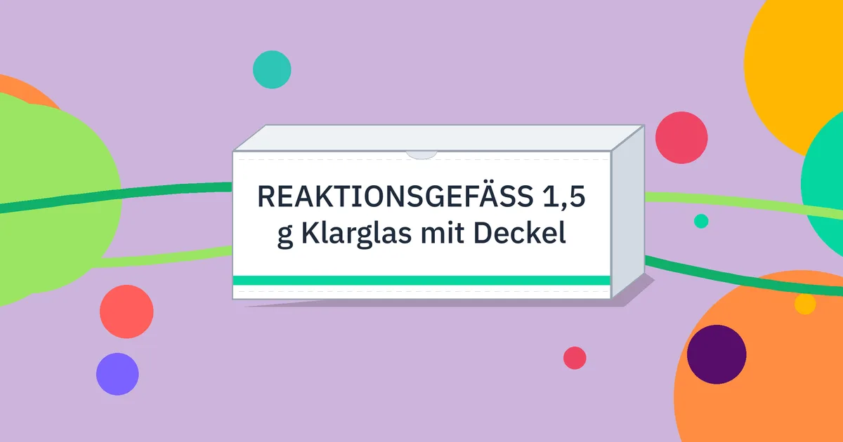 Symbolbild: Packung mit der Aufschrift REAKTIONSGEFÄSS 1,5 g Klarglas mit Deckel (PZN 09748125) – Verfügbarkeit und Bezug in Apotheken in Frankfurt am Main