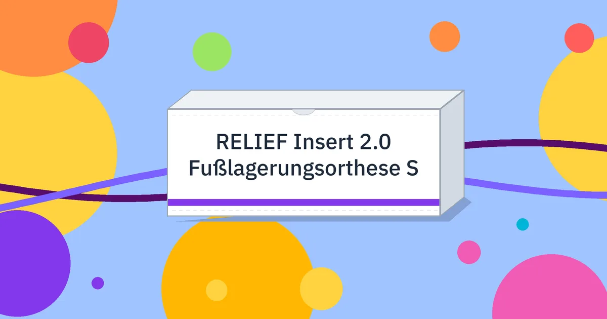 Symbolbild: Packung mit der Aufschrift RELIEF Insert 2.0 Fußlagerungsorthese S (PZN 19402557) – Verfügbarkeit und Bezug in Apotheken in Frankfurt am Main