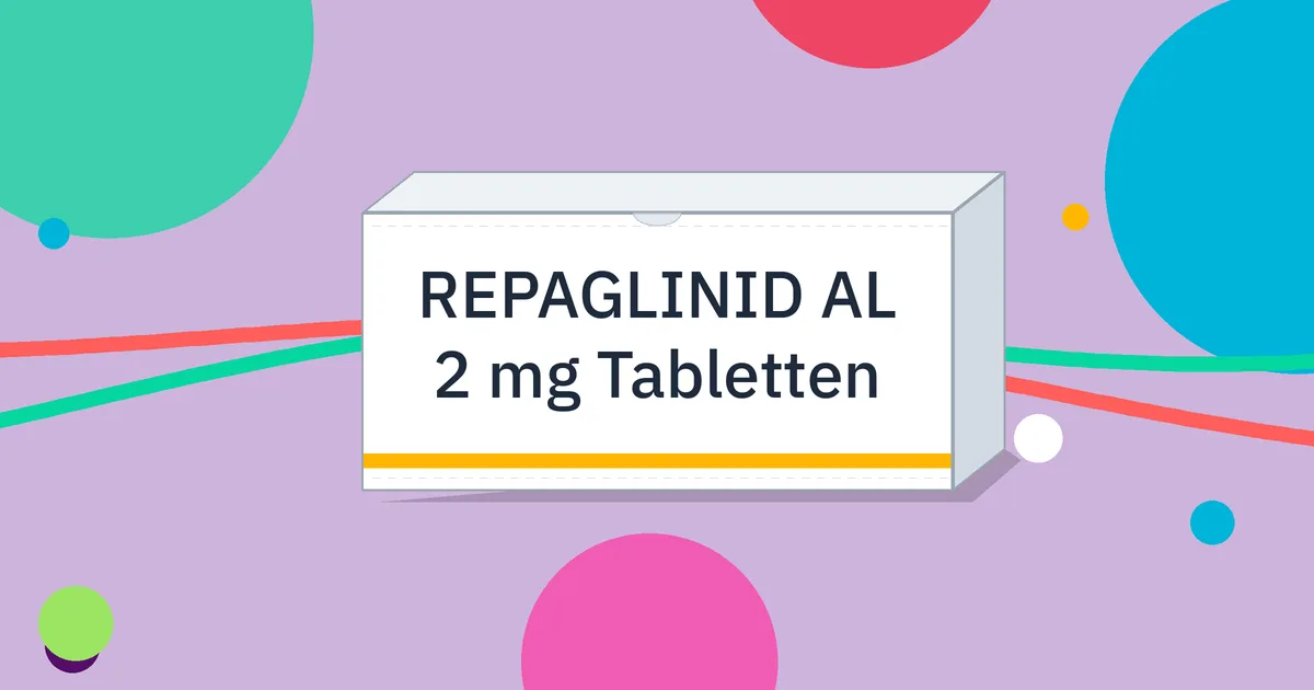 Symbolbild: Packung mit der Aufschrift REPAGLINID AL 2 mg Tabletten (PZN 01511659) – Verfügbarkeit und Bezug in Apotheken in Frankfurt am Main